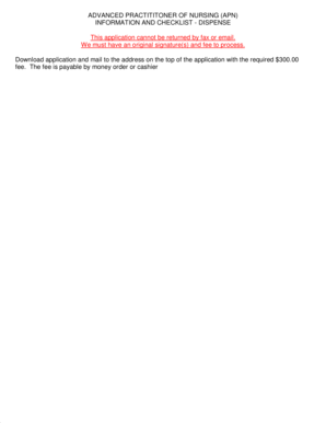 Fillable Online bop nv Advanced Practitioner of Nursing - Dispense ...