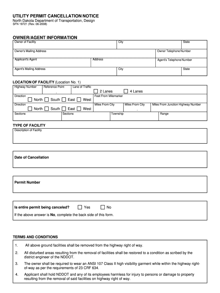 Fillable Online Utility Permit Cancellation Notice Fax Email Print ...