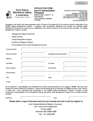 Fillable Online APPLICATION FORM - Workforce Safety & Insurance Fax ...