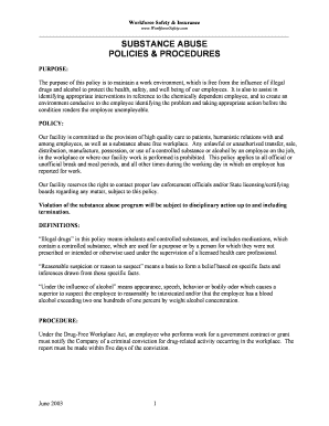Fillable Online Substance abuse policies & procedures - Workforce ...