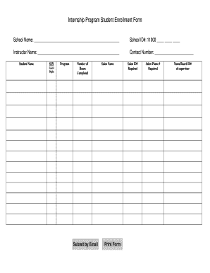 Fillable Online Internship Program Student Enrollment Form Fax Email ...