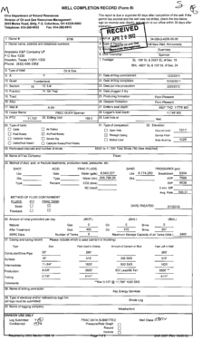 Fillable Online dnr state oh fV WELL COMPLETION RECORD (Form 8) - dnr ...