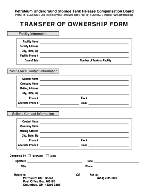 Fillable Online Transfer of ownership form - Ohio Petroleum Underground ...