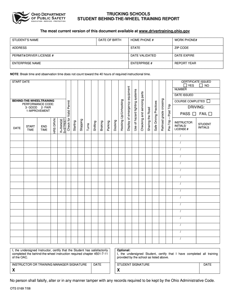 Fillable Online Trucking Schools Student Report Fax Email Print - pdfFiller