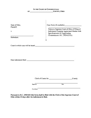 Fillable Online supremecourt ohio Notice of Filing of Capital ...