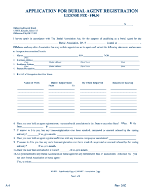 Fillable Online Application for burial agent registration - Oklahoma ...