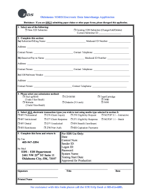 Fillable Online okhca Oklahoma MMIS Electronic Data Interchange Application 405-947 ... Fax ...