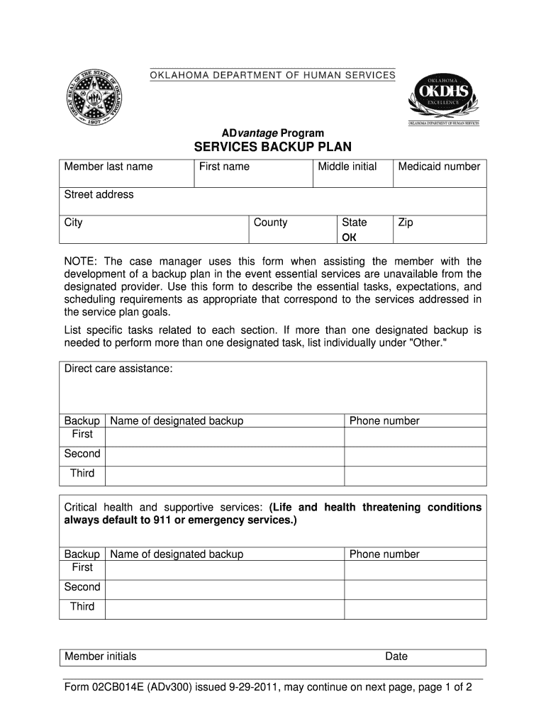 Fillable Online SERVICES BACKUP PLAN Fax Email Print - pdfFiller