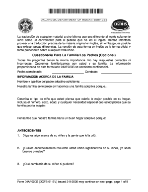 Fillable Online okdhs Form 04AF020S (DCFS-61-SV); Forma 04AF020S (DCFS ...