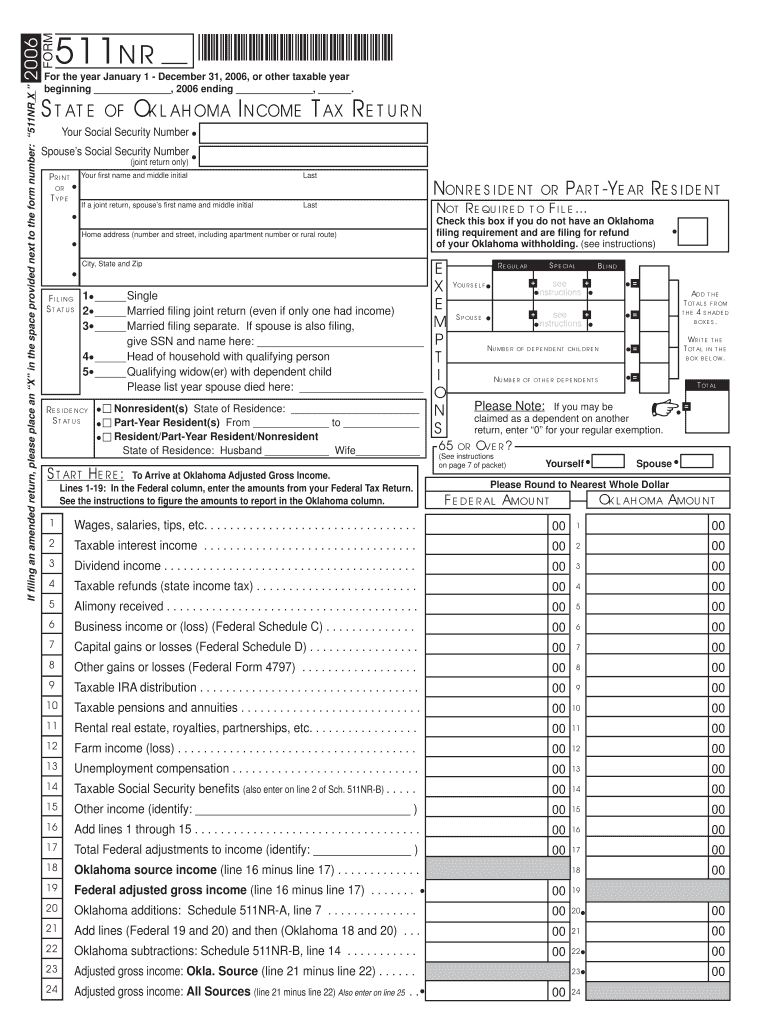 Fillable Online State of Oklahoma Income Tax Return - Oklahoma Tax ...