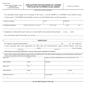 Fillable Online Application for exchange of license for club or ...