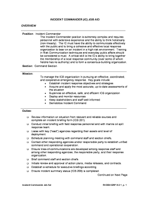 Fillable Online dem ri INCIDENT COMMANDER (IC) JOB AID OVERVIEW ...