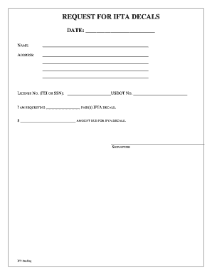 Fillable Online Request For IFTA Decals Fax Email Print - pdfFiller