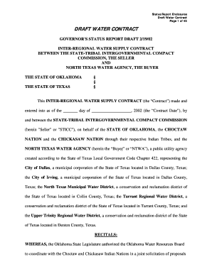 Fillable Online owrb ok Draft Water Contract - Water Resources Board ...