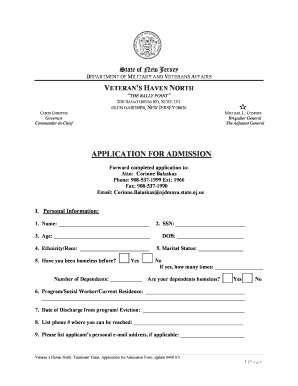 Fillable Online nj APPLICATION FOR ADMISSION - State of New Jersey Fax ...