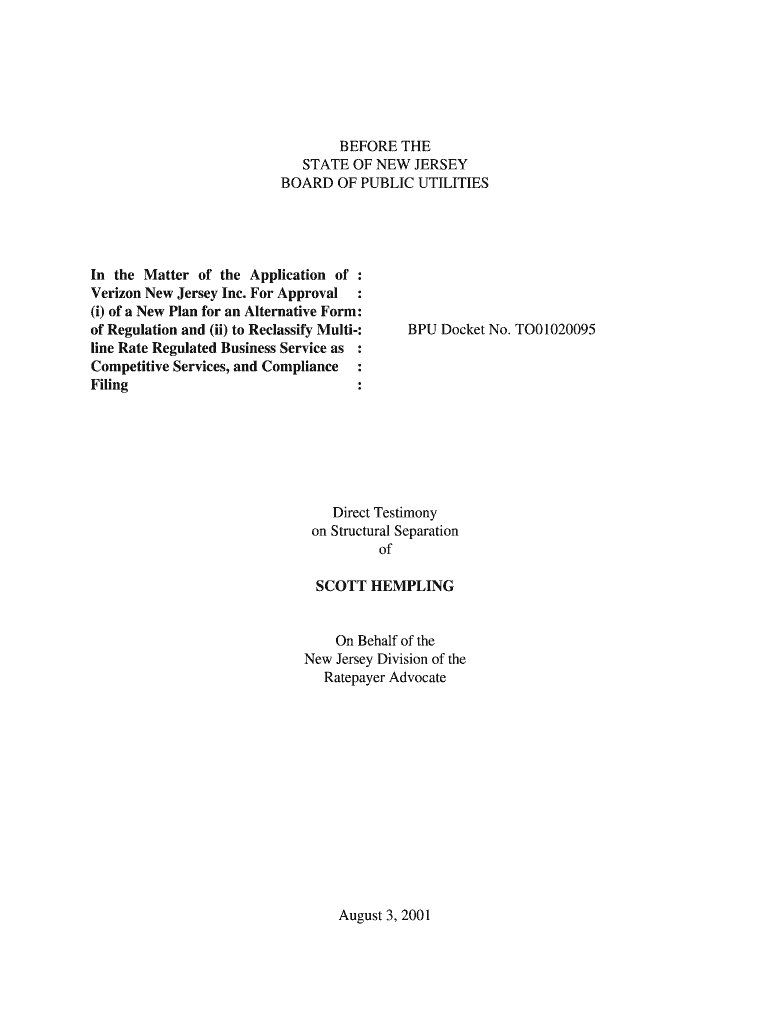 Verizon New Jersey Inc For Appro - State of New Jersey - nj: Fill out ...