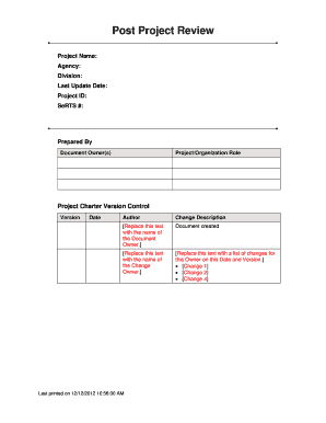 Fillable Online bit sd Post Project Review - BIT - bit sd Fax Email ...