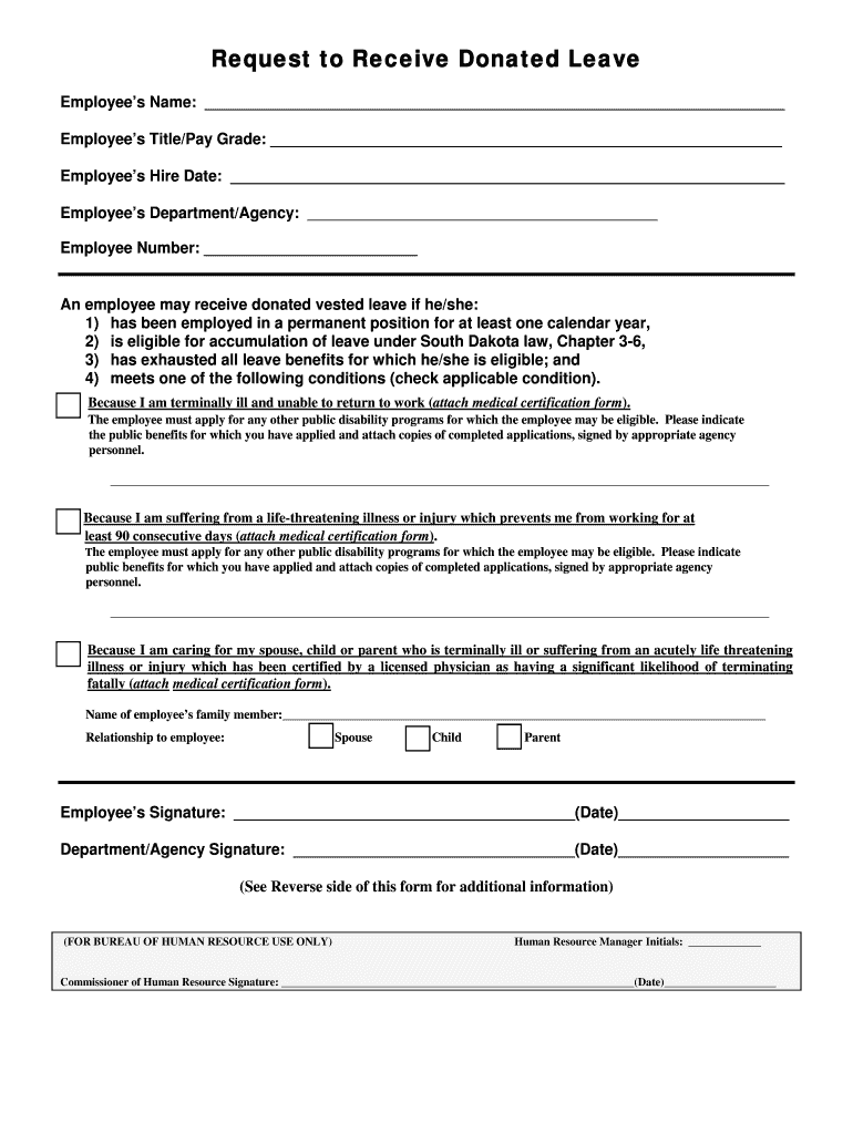 Fillable Online Request to Receive Donated Leave Fax Email Print ...