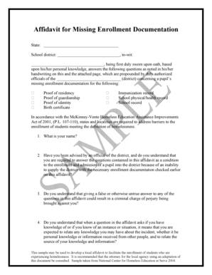 Fillable Online doe sd Affidavit for Missing Enrollment Documentation - doe sd Fax Email Print ...