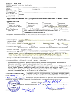 Fillable Online denr sd Application - South Dakota Department of ...