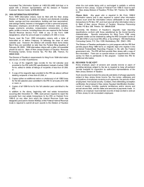 Fillable Online nj Form 1099 Information Reporting - State of New ...