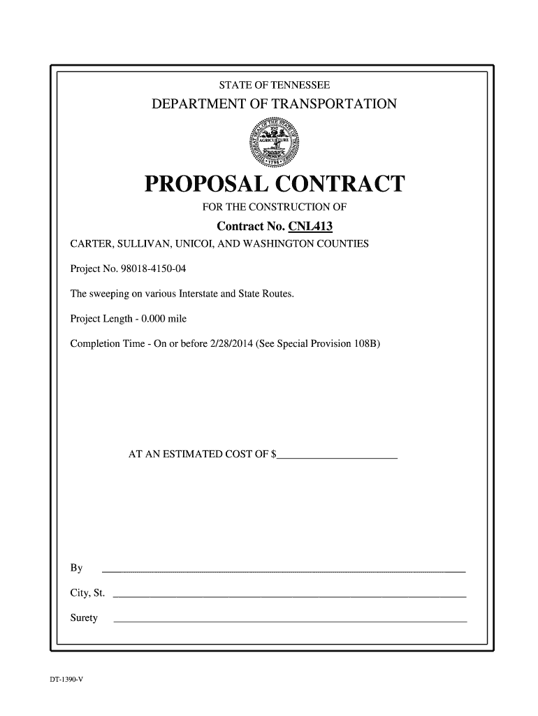 Fillable Online STATE OF TENNESSEE DEPARTMENT OF TRANSPORTATION PROPOSAL CONTRACT Fax Email ...