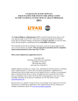 Fillable Online travel utah Utah state scenic byways solicitation for intent for application to ...
