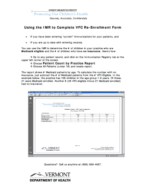 Fillable Online healthvermont Using the IMR to Complete VFC Re ...
