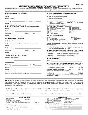Fillable Online anr state vt Vermont underground storage tank form ...
