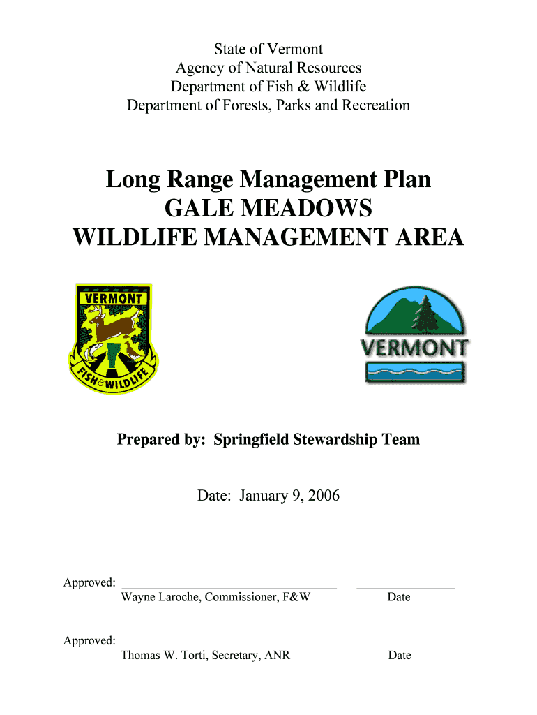 Fillable Online Long Range Management Plan for Gale Meadows Wildlife ...