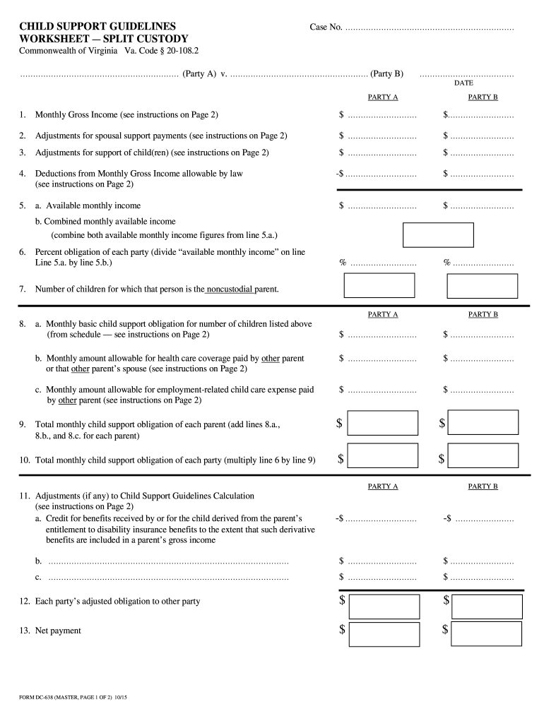 Fillable Online Child Support Guidelines Worksheet Fax Email Print ...