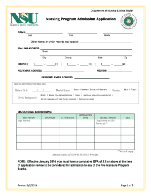 Fillable Online sst nsu Norfolk state university department of nursing ...