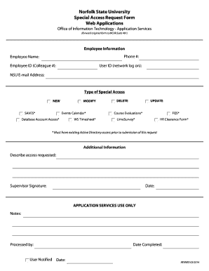 Fillable Online nsu Special Access Request Form Web Applications ...