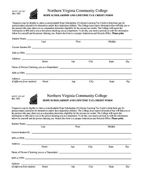 Fillable Online nvcc Hope Scholarship and Lifetime Learning Tax Credit ...