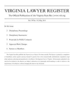 View May Virginia Lawyer Register - Virginia State Bar - Vsb - Fill and ...