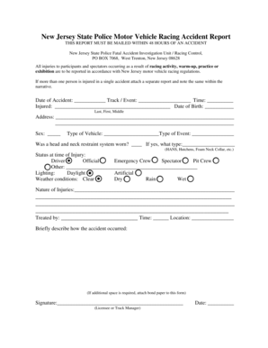 Fillable Online njsp New Jersey State Police Motor Vehicle Racing ...