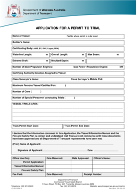 Fillable Online transport wa gov Application for a permit to trial ...