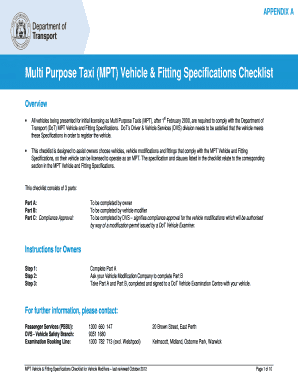 Fillable Online transport wa gov MPT Vehicle Specifications - APPENDIX A. Multi Purpose Taxi ...