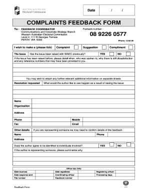 Fillable Online feedback form hardcopy Fax Email Print - pdfFiller