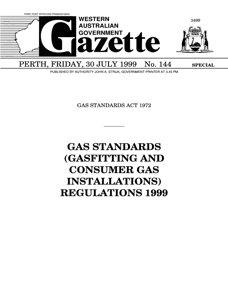 Fillable Online Gas Standards (Gasfitting and Consumer Gas ...