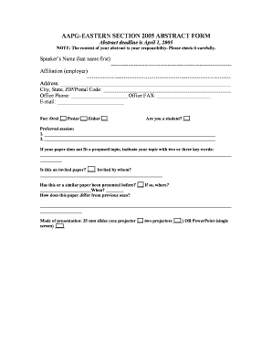 Fillable Online wvgs wvnet AAPG-EASTERN SECTION 2005 ABSTRACT FORM Fax ...