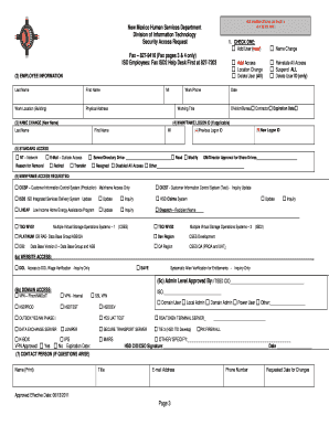 Fillable Online hsd state nm ITD Security Access Request (SAR) - New Mexico Human Services ...