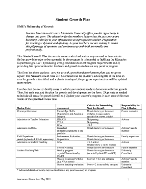 Fillable Online emu Student Growth Plan - Eastern Mennonite University ...