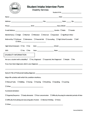 Printable intake interview form Templates to Submit Online in PDF ...
