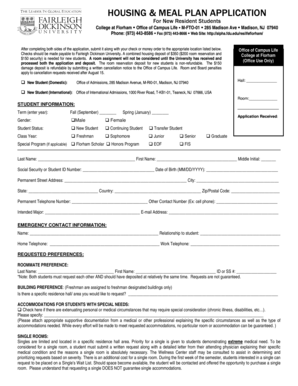 Fillable Online view fdu Florham Housing and Meal Plan Form - Fairleigh ...