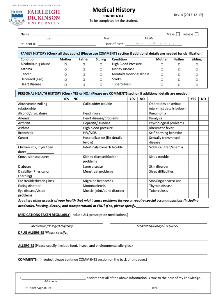 Fillable Online Medical History Form Fax Email Print - pdfFiller