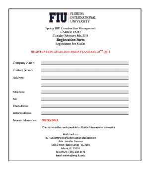 Fillable Online cm fiu Registration Form 2011A.xlsx - Florida ...