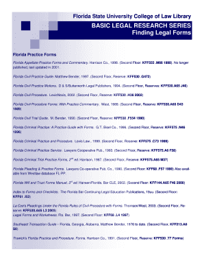 BASIC LEGAL RESEARCH SERIES Finding Legal Forms - Law Fsu - Fill and ...