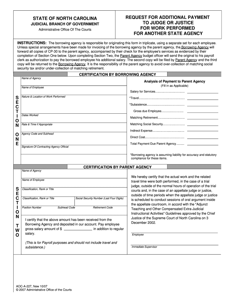 Fillable Online REQUEST FOR ADDITIONAL PAYMENT TO JUDGE OR JUSTICE FOR WORK PERFORMED FOR ...