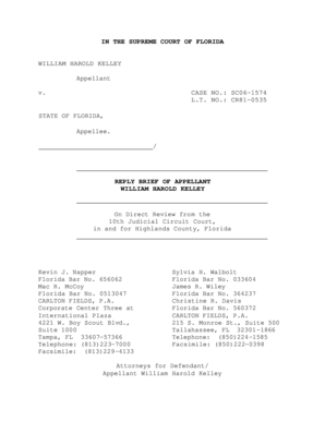 Fillable Online law fsu Reply Brief of Appellant William Harold Kelley ...